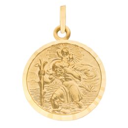 Kettenanh&auml;nger Jobo "Anh&auml;nger Christophorus rund 16 mm", gelbgold 333, Schmuckanh&auml;nger, Damen, Gelbgold 333, Kettenanh&auml;nger, 8 Karat 333 Gold