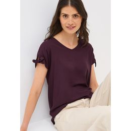 Cecil Damen T-Shirt, rot, Gr. S, unifarben, Web, Obermaterial: 100% Viskose, Shirts, Blusenshirt mit gerundetem V-Ausschnitt