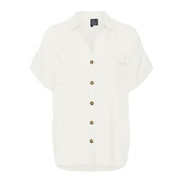 V&eacute;ro Moda VERO MODA Damen Kurzarmbluse "VMBUMPY S/S SHIRT WVN GA NOOS", wei&szlig;, Gr. XS, unifarben, Web, Obermaterial: 100% Viskose, Blusen, Viskose, regular fit