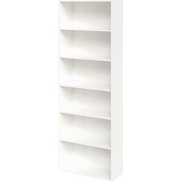 B&uuml;cherregal FMD, B:71,2cm H:201cm T:28cmwei&szlig; perl, Holzwerkstoff, Wohnzimmer, Regale, "Bitz", offene F&auml;cher, variable Einlegeb&ouml;den, beliebig
