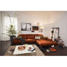 Wohnlandschaft Musterring, B:342cm T:207cm, braun, Sofas, "MR 2490 Ecksofa mit erstklassigem Sitzkomfort, Long-Life-Leder", Bronze-Fu&szlig;, Sitzh&ouml;he