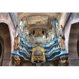 papermoon Fototapete "ARCHITEKTUR-KATHEDRALE BAROQUE FASSADE ORGAN KIRCHE", B/L: 4,5m x 2,8m, Bahnen: 9 Stk., bunt, Schlafzimmer, Tapeten