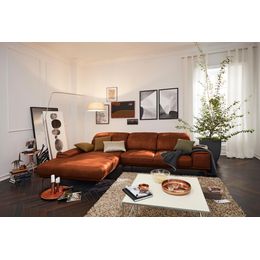Wohnlandschaft Musterring, B:342cm T:207cm, braun, Sofas, "MR 2490 Ecksofa mit erstklassigem Sitzkomfort, Long-Life-Leder", Bronze-Fu&szlig;, Sitzh&ouml;he
