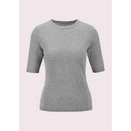 Madeleine Mode MADELEINE Damen Longpullover "Kaschmirpullover Feinstrickpullover mit Kaschmiranteil", grau, Modern, Gr. 44, Obermaterial: 90% Schurwolle WV. 10%