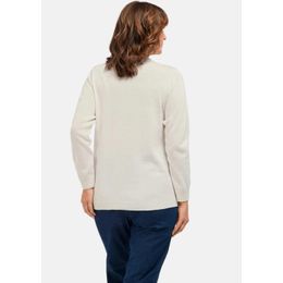 GOLDNER Damen Rundhalspullover "Kurzgr&ouml;&szlig;e Stehkragenpullover im Zopfstrick", wei&szlig;, Gr. 25, Obermaterial: 50% Baumwolle CO. 50% Polyacryl PAN.,