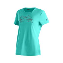 Maier Sports Damen T-Shirt "Wilma Print", blau, Gr. 40, 100% Polyester, Shirts, Damen Funktionsshirt, Freizeitshirt mit Aufdruck, Regular Fit