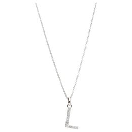 Smart Jewel Damen Kette mit Anh&auml;nger "Buchstabe L mit Zirkonia Steine, Silber 925", 45cm, Silber 925 (Sterlingsilber), silber, Silber 925