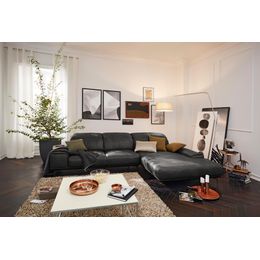 Wohnlandschaft Musterring, B:342cm T:207cm, grau, Sofas, "MR 2490 Ecksofa mit erstklassigem Sitzkomfort, Long-Life-Leder", Bronze-Fu&szlig;, Sitzh&ouml;he 48cm,