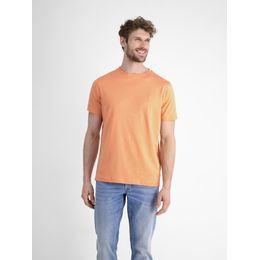 Lerros Herren T-Shirt "Basic T-Shirt mit Logostitch, unifarben"pale papaya, Gr. S, 100% Baumwolle, Shirts