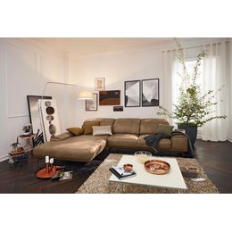 Wohnlandschaft Musterring, B:342cm T:207cm, braun, Sofas, "MR 2490 Ecksofa mit erstklassigem Sitzkomfort, Long-Life-Leder", Bronze-Fu&szlig; Sitzh&ouml;he 46cm,