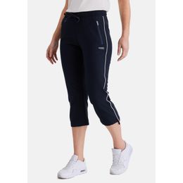STOOKER WOMEN Damen Sporthose "Stripe 7/8 Sporthose", blau, Gr. S, angeraute Sweatware, 95% Polyester, 5% Elasthan, Hosen, Regular Fit Sport