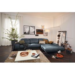 Wohnlandschaft Musterring, B:342cm T:207cm, blau, Sofas, "MR 2490 Ecksofa mit erstklassigem Sitzkomfort, Long-Life-Leder", Bronze-Fu&szlig; Sitzh&ouml;he 46cm,