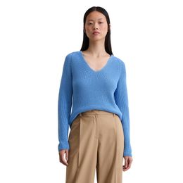 Marc O'Polo MARC O'POLO Damen Strickpullover "aus softem Baumwoll-Garn"cloudless blau, Gr. S, unifarben, Obermaterial: 100% Baumwolle, Pullover