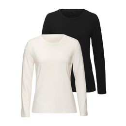 Lascana Damen Langarmshirt "aus weichem Viskose-Stretch", beige, Basic, Gr. 40, unifarben, Single Jersey, Obermaterial: 95% Viskose, 5% Elasthan,