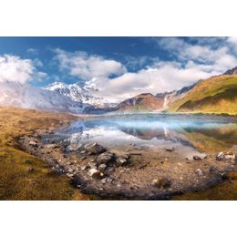 papermoon Fototapete "See in Landschaft", B/L: 4m x 2,6m, Bahnen: 8 Stk., bunt, Schlafzimmer, Tapeten