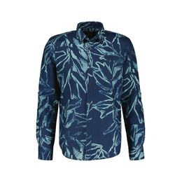 Lerros Herren Langarmhemd "Sommerlich, leichtes Langarmhemd mit floralem Alloverprint", blau, Gr. L, 55% Leinen, 45% Baumwolle, Hemden