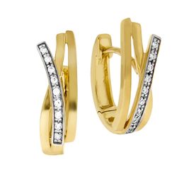 Firetti Damen Paar Creolen "Schmuck Geschenk Gold 333 Ohrschmuck Ohrringe mehrreihige Optik", 14mm, Gelbgold 333gelbgoldfarben, wei&szlig;goldfarben,