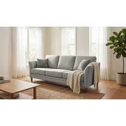 3-Sitzer Home Affaire, B:217cm H:87cm T:86cm, beige, Sofas, "Arellano, Breite 217 cm", klassisches Design, 2 Zierkissen inklusive, Webstoff fein