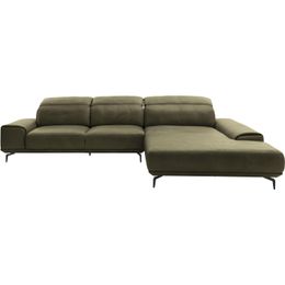 Wohnlandschaft Musterring, B:342cm T:207cm, gr&uuml;n, Sofas, "MR 2490 Ecksofa mit erstklassigem Sitzkomfort, Long-Life-Leder", Fu&szlig; Schwarz, Sitzh&ouml;he