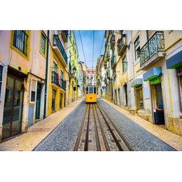 papermoon Fototapete "LISSABON-GASSE-PORTUGAL ALT BAHN ATLANTIK STADT STRA&szlig;EN", B/L: 4m x 2,6m, Bahnen: 8 Stk., bunt, Schlafzimmer, Tapeten