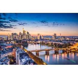 papermoon Fototapete "FRANKFURT-STADT FLUSS MAIN SKYLINE BR&Uuml;CKEN GEBIRGE", B/L: 3,5m x 2,6m, Bahnen: 7 Stk., bunt, Schlafzimmer, Tapeten