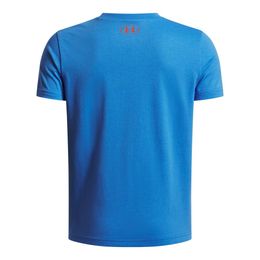 Under Armour Jungen T-Shirt "UA B BOXED SPORTS UPDATE SS"blau atlantis,, surplus orange, Gr. L, Obermaterial: 60% Baumwolle, 40% Polyester, Shirts,