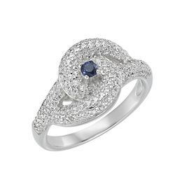 Smart Jewel Damen Silberring "mit Zirkonia und blauem Kristallstein, Silber 925", 56, Silber 925 (Sterlingsilber)blau, Silber 925 (Sterlingsilber),