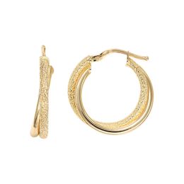 Jobo Damen Paar Creolen "Ohrringe mit Struktur 21 mm", 21,3mm, Gelbgold 585gelbgold 585, Gelbgold 585, Ohrringe, 14 Karat 585 Gold