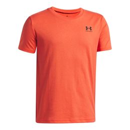 Under Armour Jungen T-Shirt "UA B SPORTSTYLE LC SS"venom rot,, schwarz, Gr. S, Obermaterial: 60% Baumwolle, 40% Polyester, Shirts, f&uuml;r Jugendliche