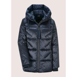 Madeleine Mode MADELEINE Damen Steppjacke "Steppmantel Wattierte Outdoor-Jacke mit Kapuze, Stepp", blau, Modern, Gr. 38, Obermaterial: 100% Polyester PES., Jacken,
