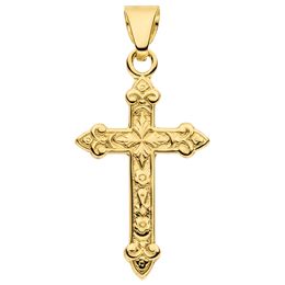 Kreuzanh&auml;nger Jobo "Anh&auml;nger Kreuz Goldkreuz mit Ornament 17 mm", gold (gelbgold 333), Schmuckanh&auml;nger, Damen, Gelbgold 333, 8 Karat 333 Gold