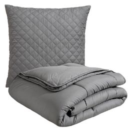 Microfaserbettdecke + Microfaserkissen OTTO HOMEgrau, Bezug: 100% Polyester. F&uuml;llung: 100% Polyester, Bettwaren-Sets, "Clarra Spar Set, Decke +