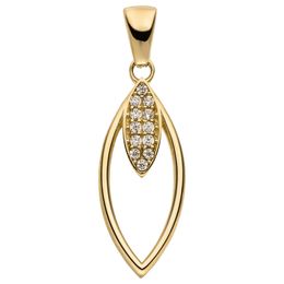 Jobo Damen Kettenanh&auml;nger "Anh&auml;nger spitz oval 20 mm", Gelbgold 333gelbgold 333, wei&szlig;, Gelbgold 333, Schmuckanh&auml;nger, 8 Karat 333 Gold mit 12 Zirkonia