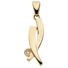 Jobo Damen Kettenanh&auml;nger "Anh&auml;nger 20 mm", Gelbgold 333gelbgold 333, wei&szlig;, Gelbgold 333, Schmuckanh&auml;nger, 8 Karat 333 Gold mit Zirkonia