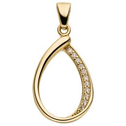 Jobo Damen Kettenanh&auml;nger "Anh&auml;nger Tropfen 21 mm", Gelbgold 333gelbgold 333, wei&szlig;, Gelbgold 333, Schmuckanh&auml;nger, 8 Karat 333 Gold mit 11 Zirkonia
