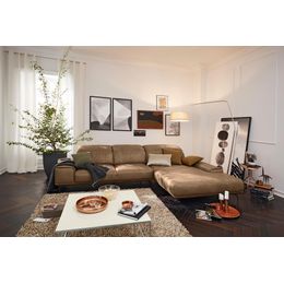Wohnlandschaft Musterring, B:342cm T:207cm, beige, Sofas, "MR 2490 Ecksofa mit erstklassigem Sitzkomfort, Long-Life-Leder", Fu&szlig; Schwarz, Sitzh&ouml;he