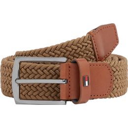 Tommy Hilfiger Herren Flechtg&uuml;rtel "DENTON ELASTIC 3,5 cm breit", braun, Gr. 115, unifarben, Web, Kunstfaser, G&uuml;rtel, Gr&ouml;&szlig;enverstellbar