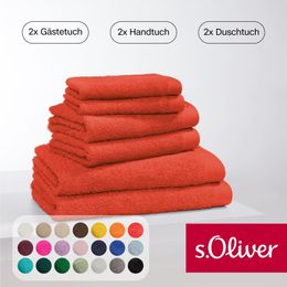 Handtuch Set s.Oliver, rot, Walkfrottier, Obermaterial: 100% Baumwolle, Handtuch-Sets, "s.Oliver, Premium Qualit&auml;t, 600 gr/m&sup2;", 2 G&auml;stet&uuml;cher 30x50,