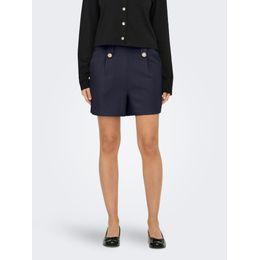 Only Damen Shorts "ONLSANIA TIE BUTTON SHORTS CS JRS", blau, Gr. S, unifarben, Obermaterial: 95% Polyester, 5% Elasthan, Hosen
