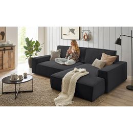 Home Affaire "NEU: SHERWOOD XXL 284, Big-Sofa L-Form, tiefe Sitzfl&auml;che 95 cm, Cord" Recamiere rechts/links, als Schlafsofa stellbar, Cord u.