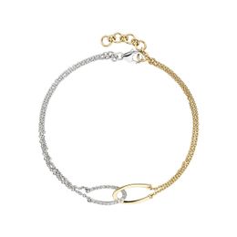 Jobo Damen Armband "Goldarmband Bicolor 2-reihig", 19,5cm, Diamanten Gelbgold 585 Wei&szlig;gold 585gelbgold 585, Diamanten, Gelbgold 585, Wei&szlig;gold 585,