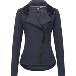 Ragwear Damen Sweatjacke "Saskie", blau, Gr. L, 95% Polyester, 5% Elasthan, Sweatjacken, Modische Damen Kapuzenjacke mit kuschlig weichem Innenfutter