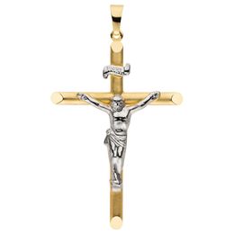 Kreuzanh&auml;nger Jobo "Kreuz Kruzifix mit Korpus und Inschrift INRI 38 mm", gelbgold 333, Schmuckanh&auml;nger, Herren, Gelbgold 333, 8 Karat 333 Gold bicolor