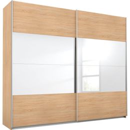 Schwebet&uuml;renschrank Rauch, B:271cm H:230cm T:62cm, braun, Holzwerkstoff, Schr&auml;nke, "Quadra", mit Spiegelelementen