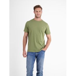 Lerros Herren T-Shirt "Basic T-Shirt mit Logostitch, unifarben", gr&uuml;n, Gr. L, 100% Baumwolle, Shirts