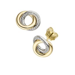 Jobo Damen Paar Ohrstecker "Ohrringe Goldohrringe 12 mm", VS = sehr kleine Einschl&uuml;sse, Diamanten Gelbgold 585 Wei&szlig;gold 585gelbgold 585, Diamanten,