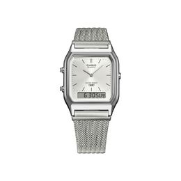 CASIO VINTAGE Damen Chronographedelstahlfarben, grau, Armbanduhren, Quarzuhr, Armbanduhr, Damenuhr, Herrenuhr, Edelstahlarmband, analog