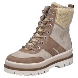 Rieker Damen Winterstiefelette, Gr. 38hellbeige, natur, Nubuklederimitat, Textil, Schuhe, Plateauboots, Winterboots, Schn&uuml;rboots mit
