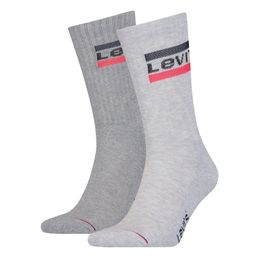 Levi's LEVI'S Damen Socken "LEVIS REGULAR CUT SPRTWR LOGO 2P", Gr. 35, grau, Baumwollmischung, unifarben, Socken, mit breitem Logobund