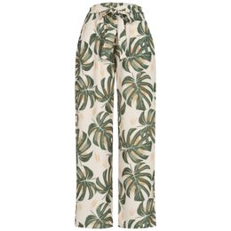 Stoffhose CLOUD 5IVE "CLOUD 5IVE Summer Pants with palm print and tie belt", Damen, Gr. XXL, US-Gr&ouml;&szlig;en, gr&uuml;n, 95% Polyester, 5% Elasthan, normal, Hosen Stoffhose